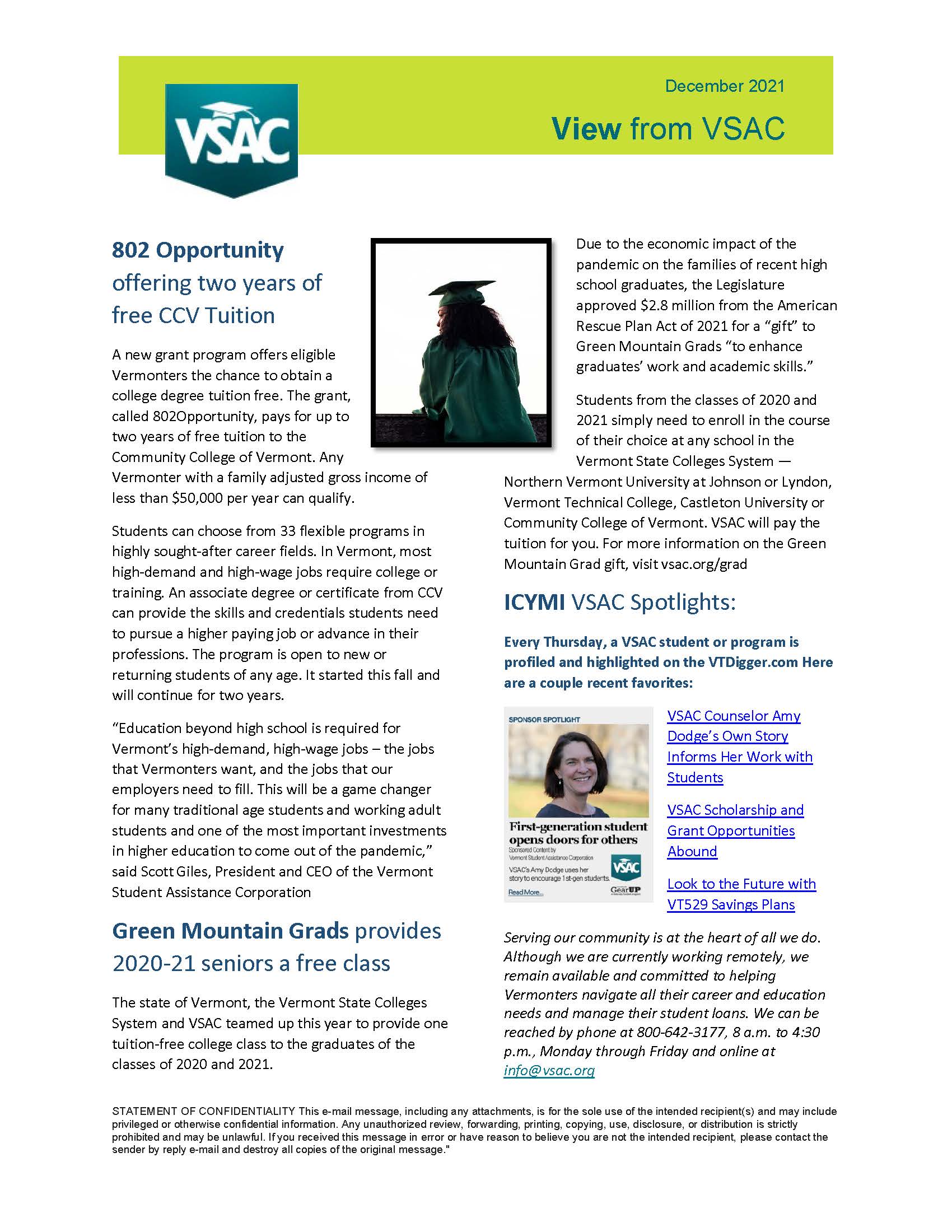 View from VSAC - December 2021 | VSAC